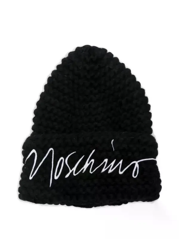Moschino Logo-embroidered Beanie - Black