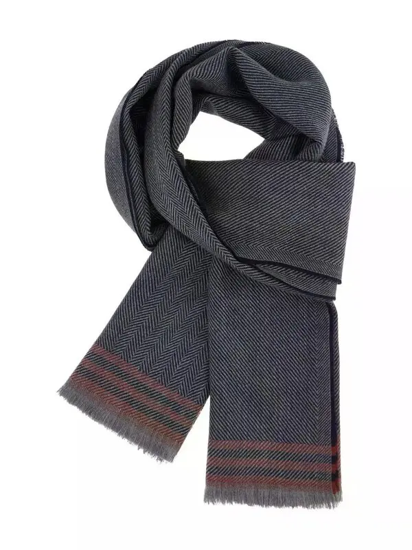 Boggi Milano Herringbone Striped Scarf - Blue