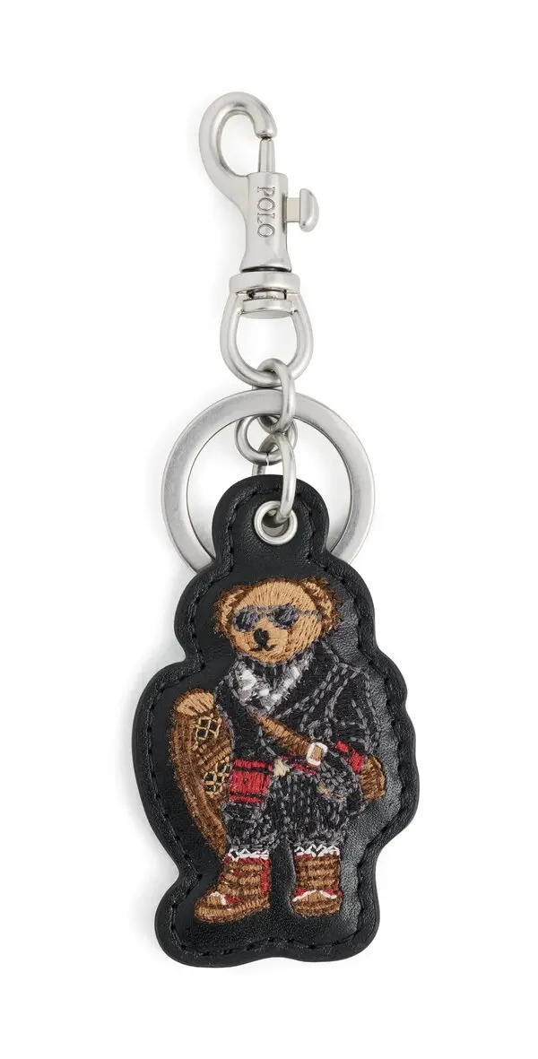 Ralph Lauren Leather Holiday Bear Keyfob - Black