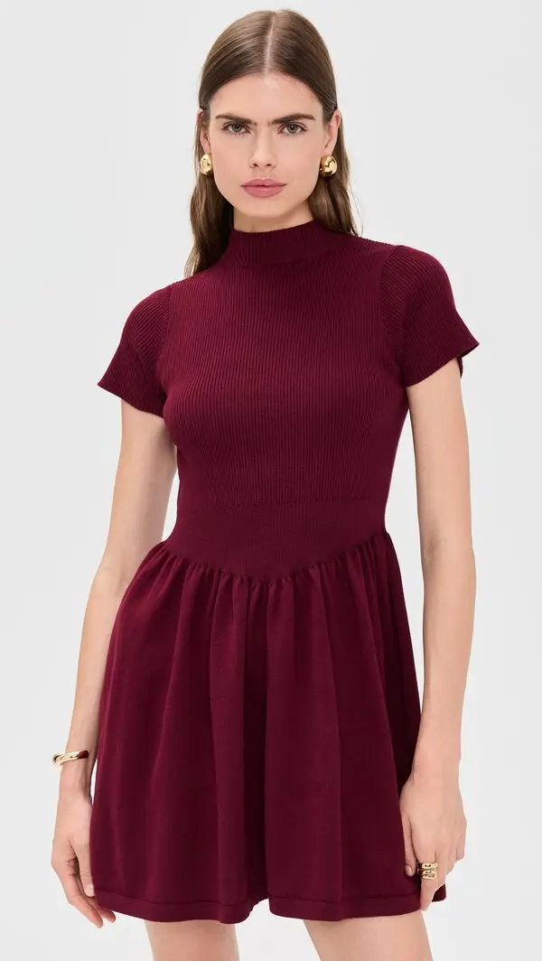 Another Girl Contrast V-Waist Knit Mini Dress | Red | Size XL | Shopbop
