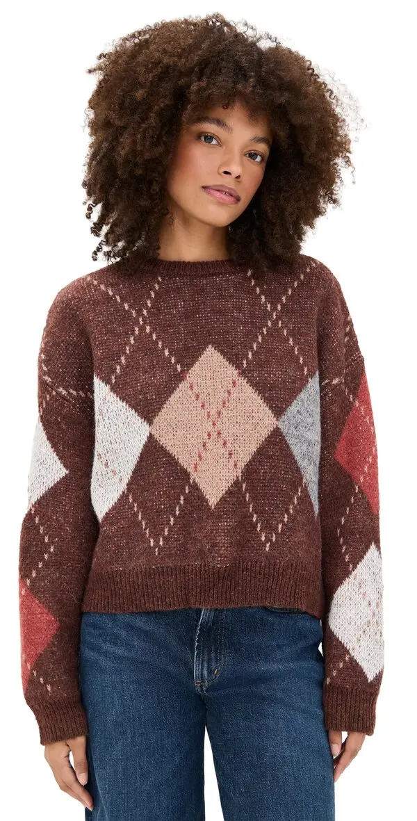 Moon River Argyle Pattern Knit Sweater
