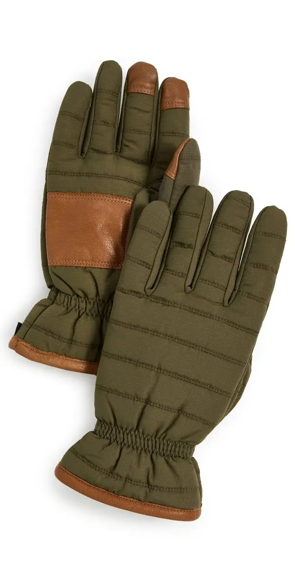 Faherty Brand Nylon Ripstop Puffer Gloves - Olive