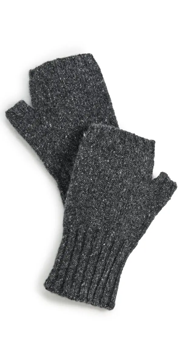 Vince Donegal Cashmere Knit Hand Warmers - Charcoal