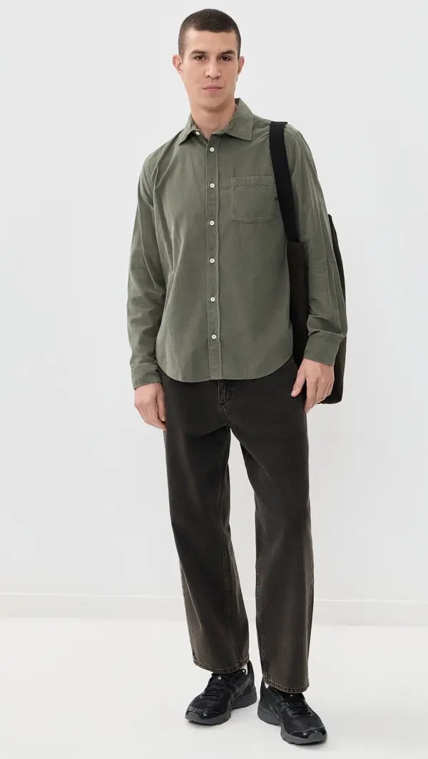Onia Micro Corduroy Long Sleeve Button Down