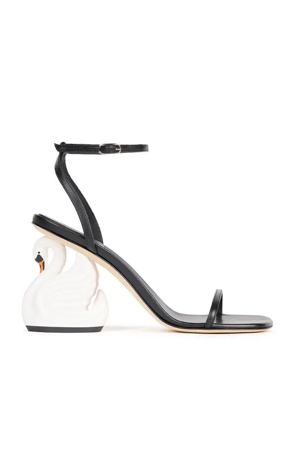 A.W.A.K.E. Mode Beta Sandal With Sculptural Swan Heel - Black