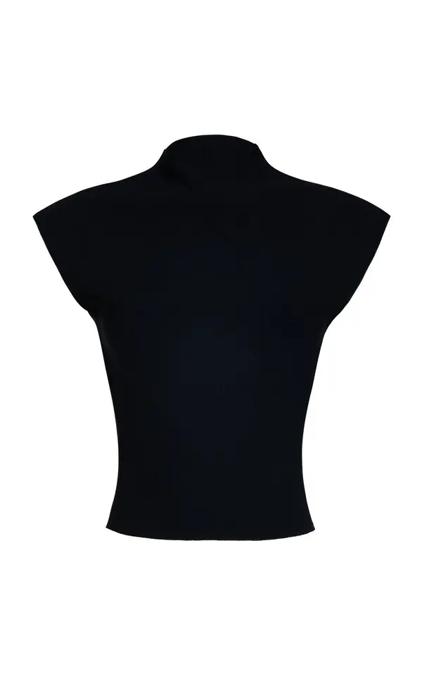 A.W.A.K.E. Mode Knitted Sleeveless Top With High Neck - Black
