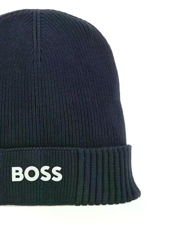 BOSS Ribbed Logo-detail Beanie