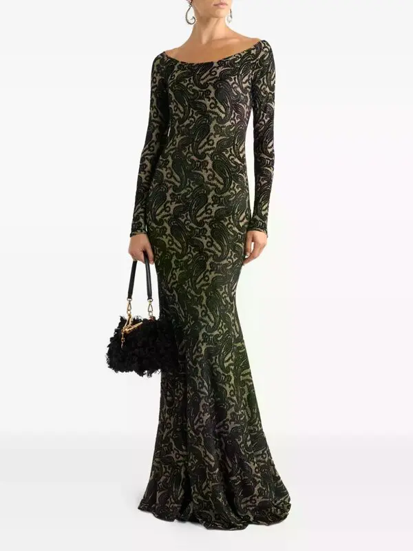 chinese dress ladies Notations Woman Black/Multicolor Paisley Maxi Dress