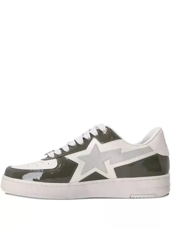 A BATHING APE Sta Logo-patch Leather Sneakers - Grey