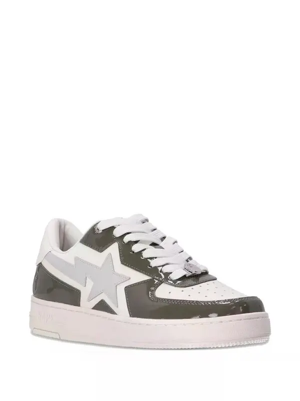 A BATHING APE Sta Logo-patch Leather Sneakers - Grey