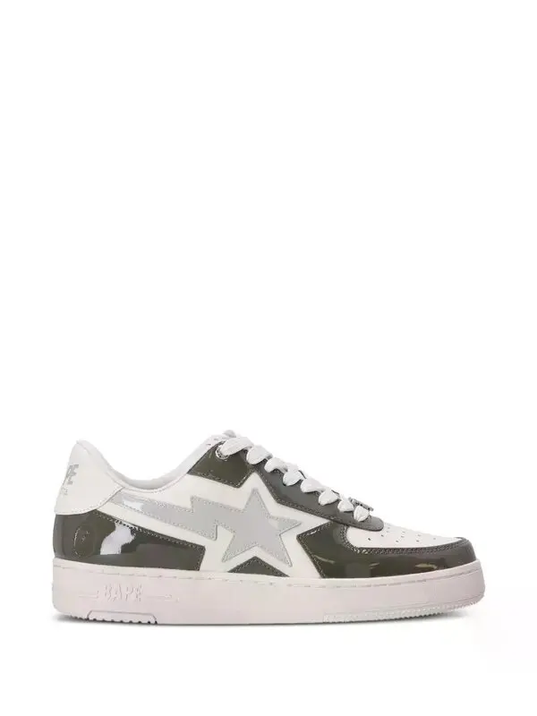 A BATHING APE Sta Logo-patch Leather Sneakers - Grey