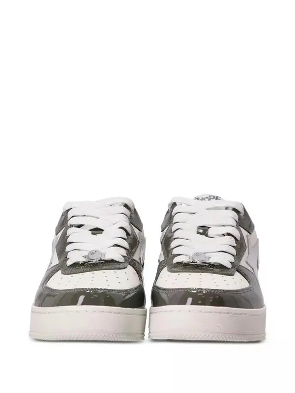A BATHING APE Sta Logo-patch Leather Sneakers - Grey