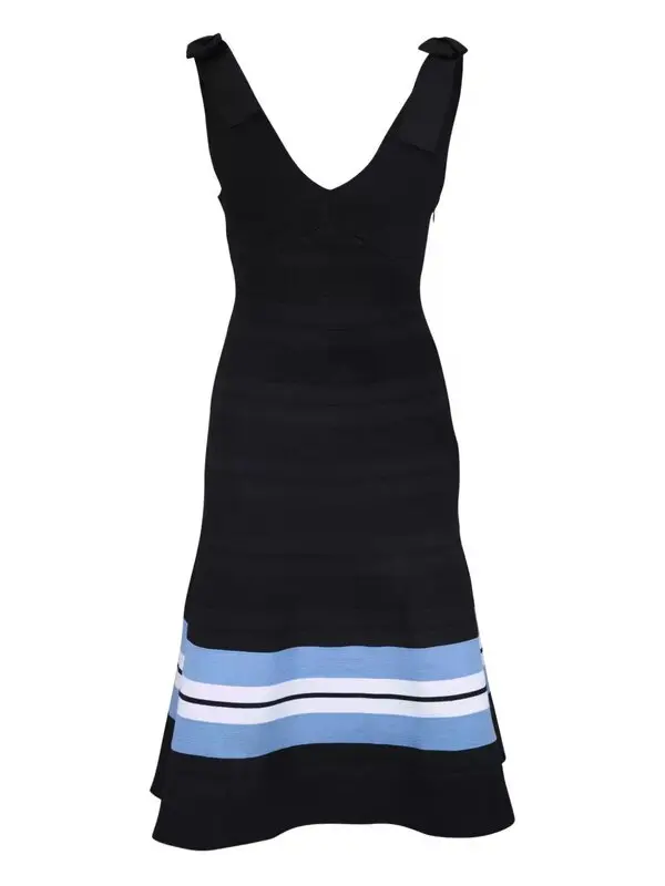 Carolina Herrera Striped V-neck Dress With Bow Detail