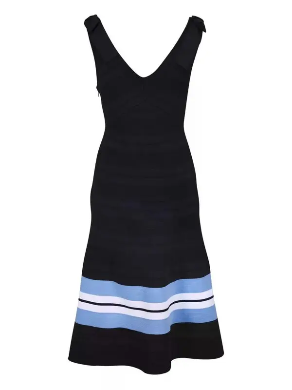 Carolina Herrera Striped V-neck Dress With Bow Detail