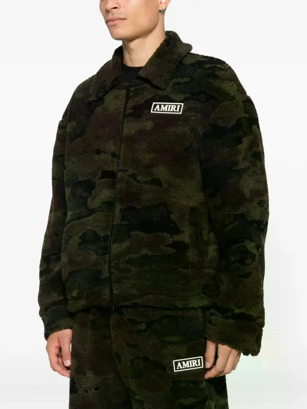 Amiri Camo Fleece Zip-up Bomber Jacket