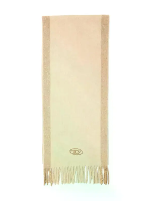 DIESEL® Logo-embroidery Fringed-edge Scarf - Neutrals