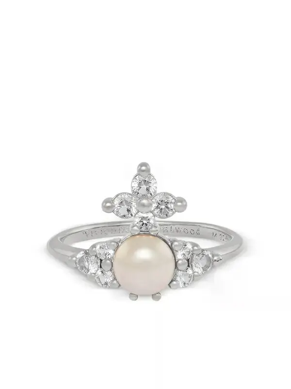 VIVIENNE WESTWOOD Feodora Embellished Orb Ring - Silver