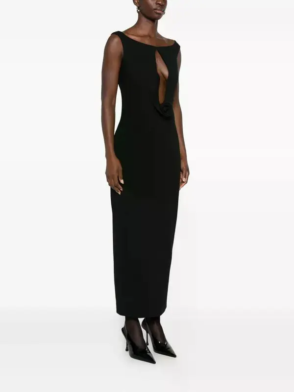 Magda Butrym Rosette-detail Cut-out Maxi Dress - Black