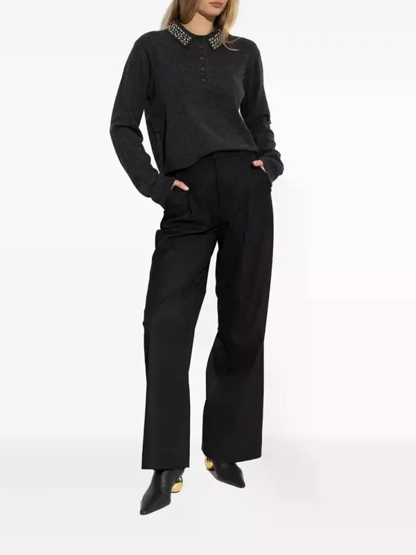 GESTUZ Embellished-collar Knitted Top