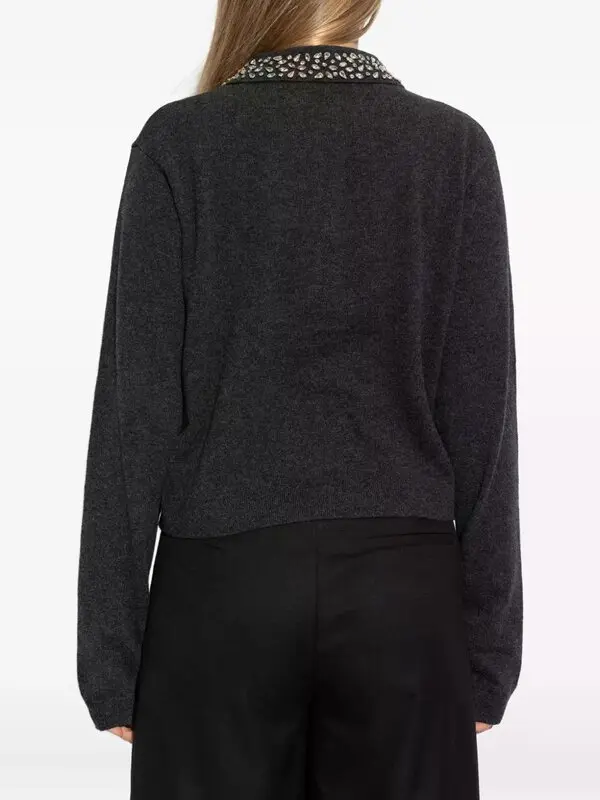 GESTUZ Embellished-collar Knitted Top