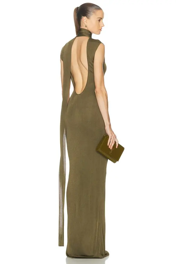SRG Dianne Scarf Wrap Gown - Pine Green