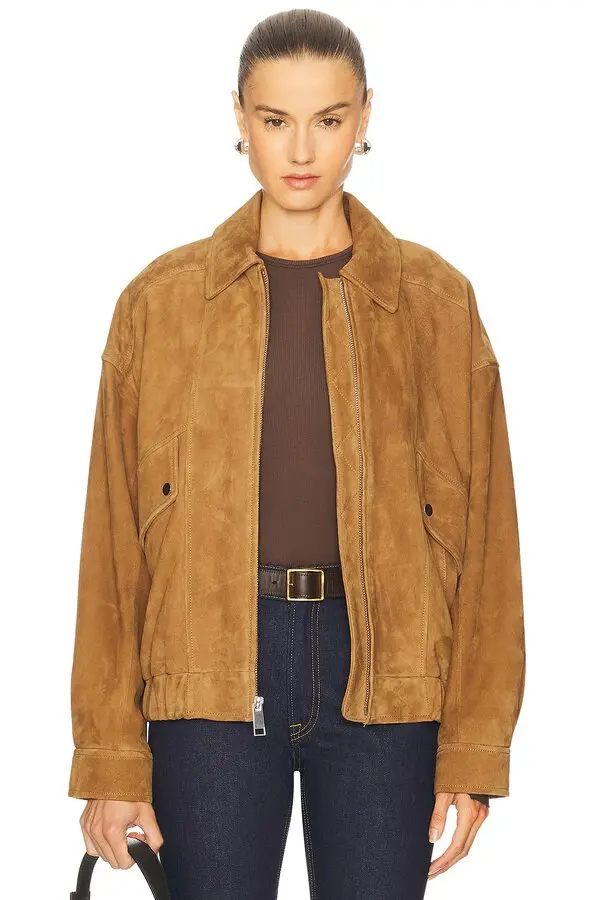 GRLFRND Wren Suede Bomber