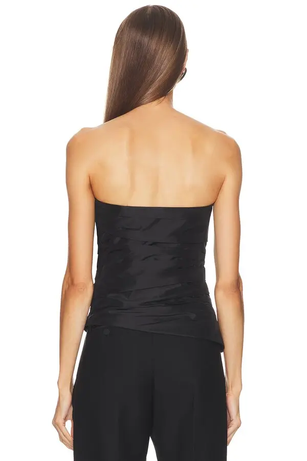 Simkhai Emerson Ruched Bustier Top - Black