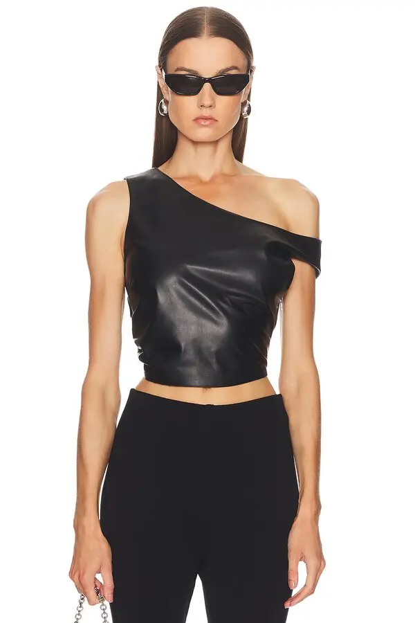 EZR Off Shoulder Leather Top