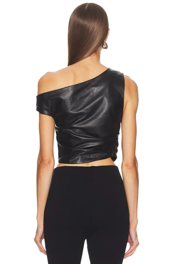 EZR Off Shoulder Leather Top