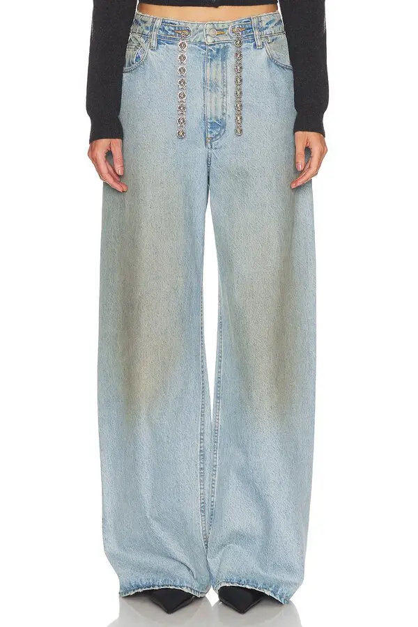 EZR Baggy Chain Wide Leg Jeans - Pacific Blue