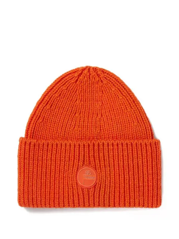 Fusalp Ribbed Knit Beanie With Logo Badge - Orange