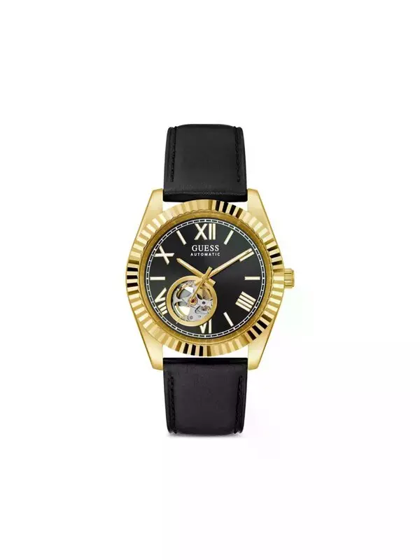 Guess Open-heart Dial 44mm Timepiece - Black