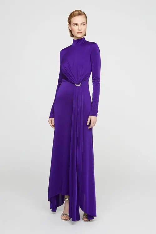 Halston Mya Long Sleeve Jersey Gown