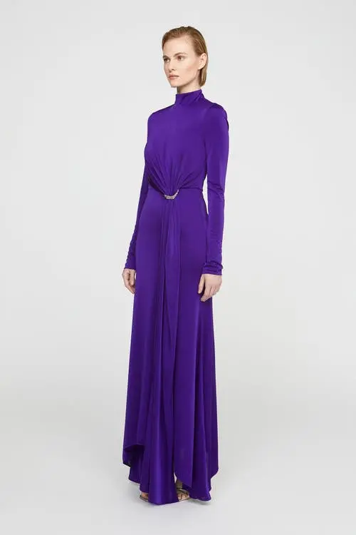 Halston Mya Long Sleeve Jersey Gown