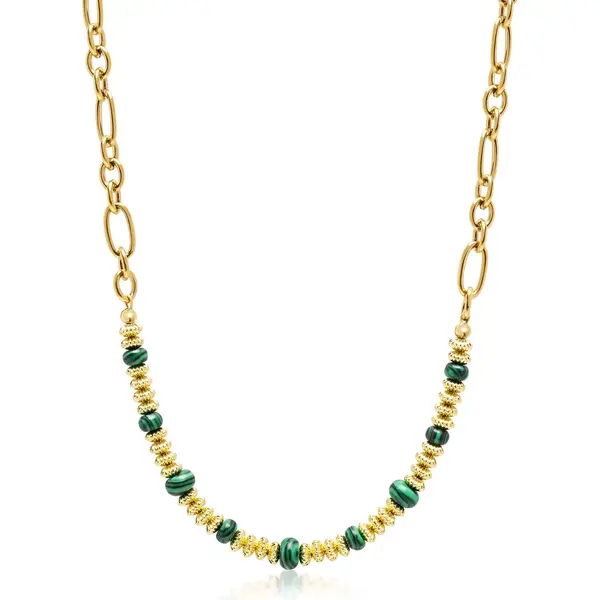 NIALAYA Malachite And Gold Chain Choker - Gold/green