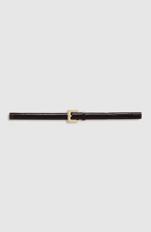 ANINE BING Nicola Croc-embossed Leather Belt - Dark Brown Embossed