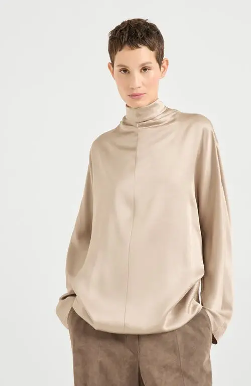Brunello Cucinelli Double Silk Satin Blouse