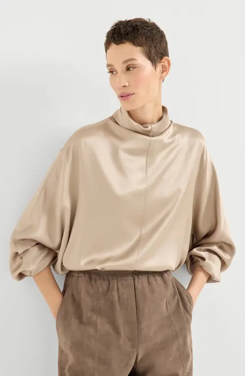 Brunello Cucinelli Double Silk Satin Blouse