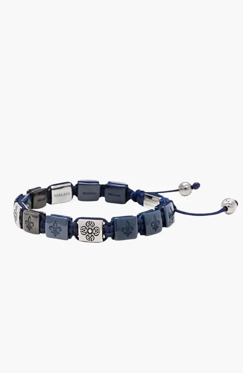 NIALAYA Handmade Ceramic-bead Bracelet With Dorje Beads - Blue /silver