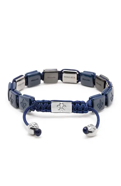 NIALAYA JEWELRY Handmade Ceramic-bead Bracelet With Dorje Beads - Blue/silver