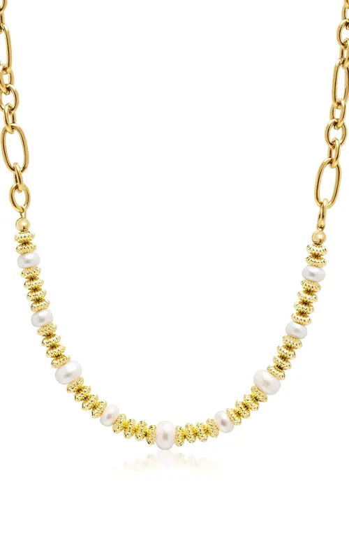 NIALAYA Pearl Chain Choker - Gold/pearl
