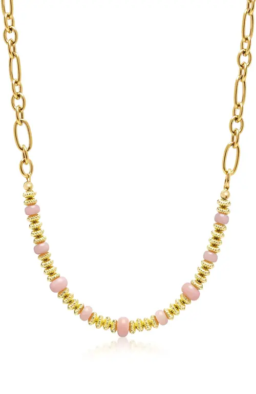 NIALAYA Rose Quartz And Gold Choker - Gold/light Pink