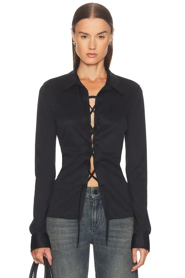 Balenciaga Lace-up Shirt - Black