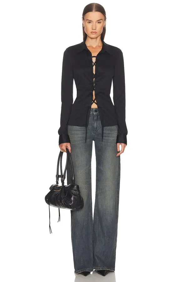 Balenciaga Lace-up Shirt - Black