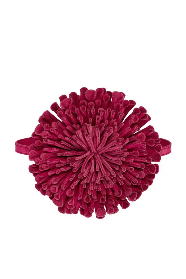 Alaïa Leather Flower Necklace - Framboise