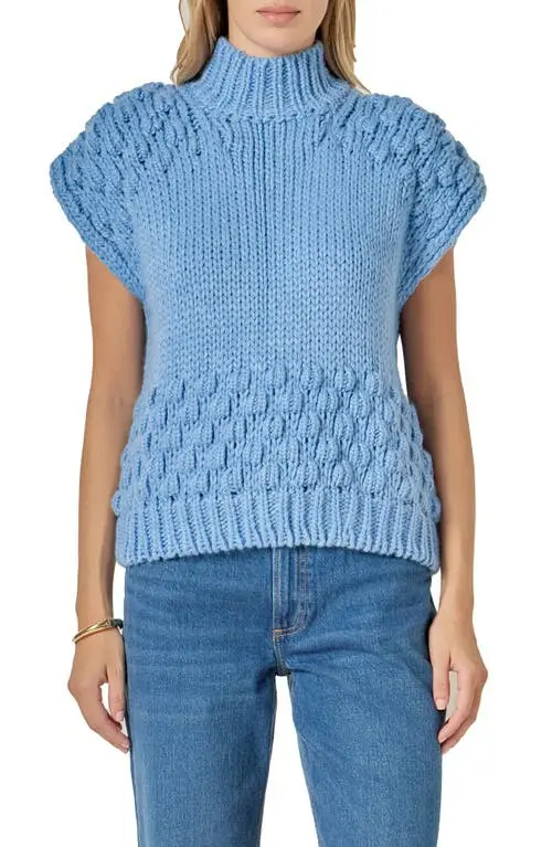English Factory Bubble Turtleneck Sweater - Blue