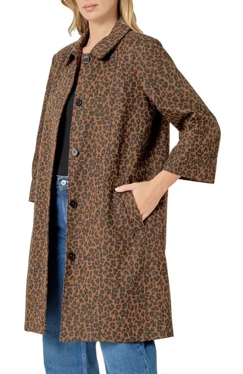 English Factory Animal Print Cotton Trench Coat