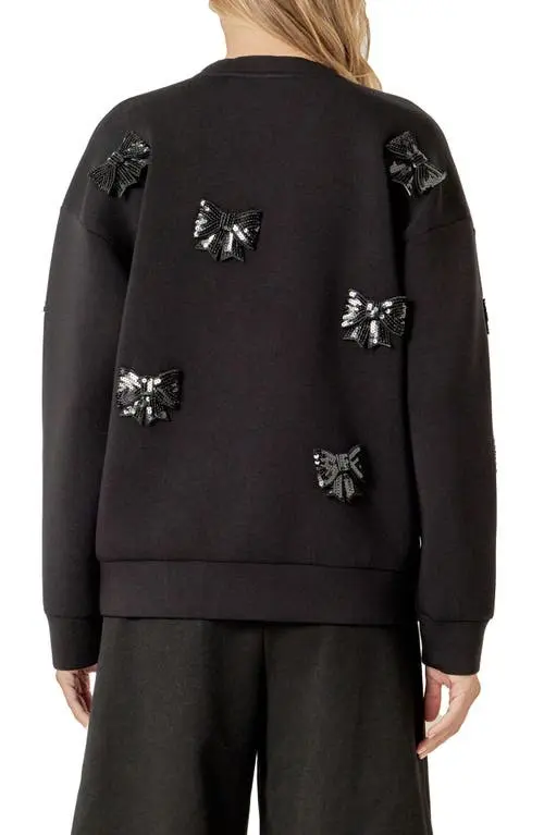 English Factory Sequin Bow Scuba Sweatshirt