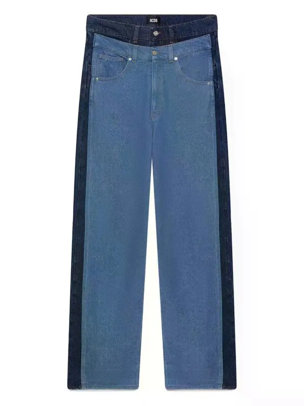 Gcds Split-hem Panelled Denim Jeans - Blue