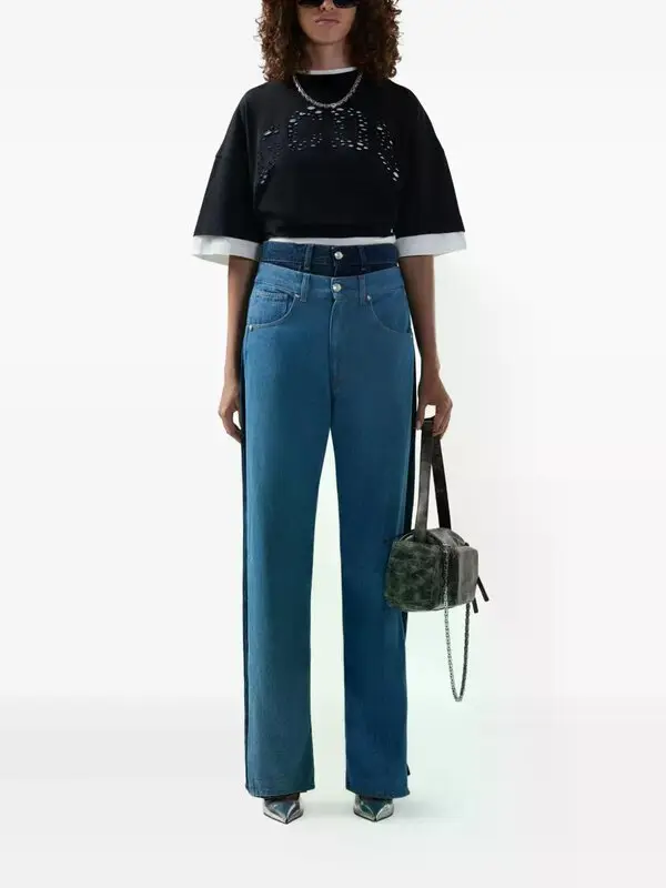 Gcds Split-hem Panelled Denim Jeans - Blue